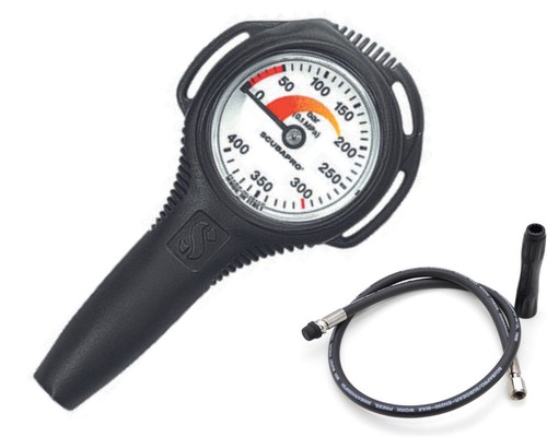 SCUBAPRO COMPACT SPG 400B + HIGH PRESSURE HOSE - 0-400 bar - Brass Case ...