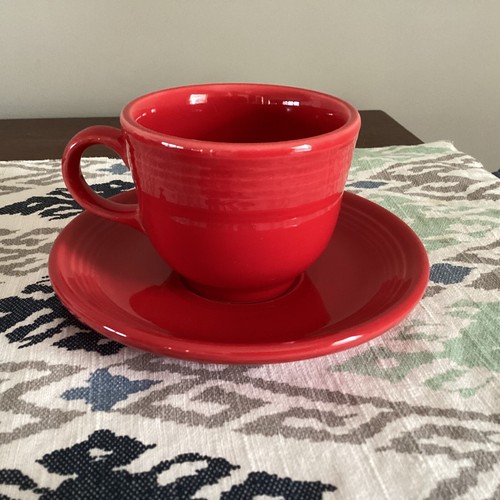 Scarlet Red Fiestaware Cup and Saucer Set Fiesta | eBay