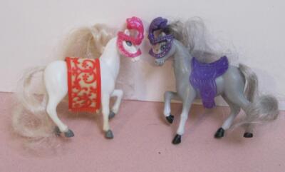 BARBIE doll POSH PETS Mini Miniature 4" HORSES w/Saddles Playset 2003 ...