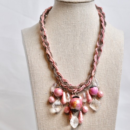 Necklace Pink Beaded 10” Long Wrapped Strand with Lobster Clasp | eBay