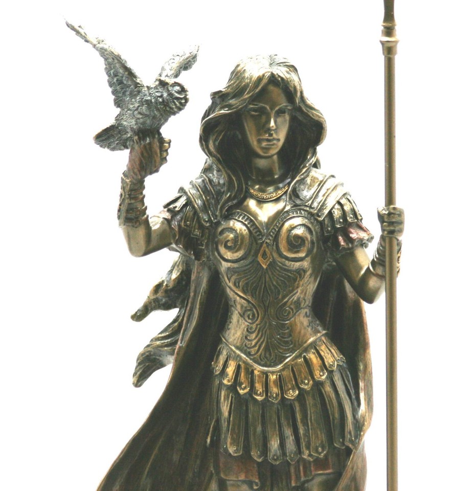 Athena Minerva Wisdom Greek Goddess with owl Cold Cast Bronze & Resin ...