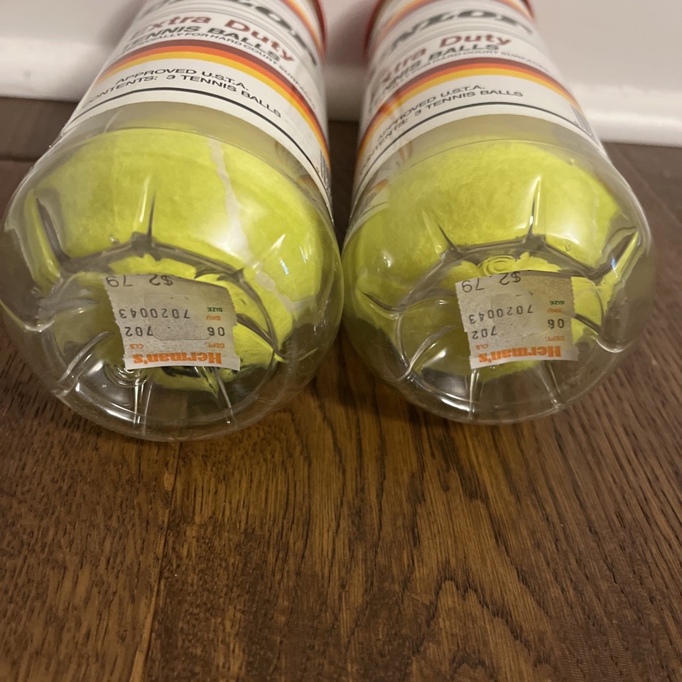 Vintage Dunlop Extra Duty Tennis Balls 2 Sealed Cans Price Tags Hard ...