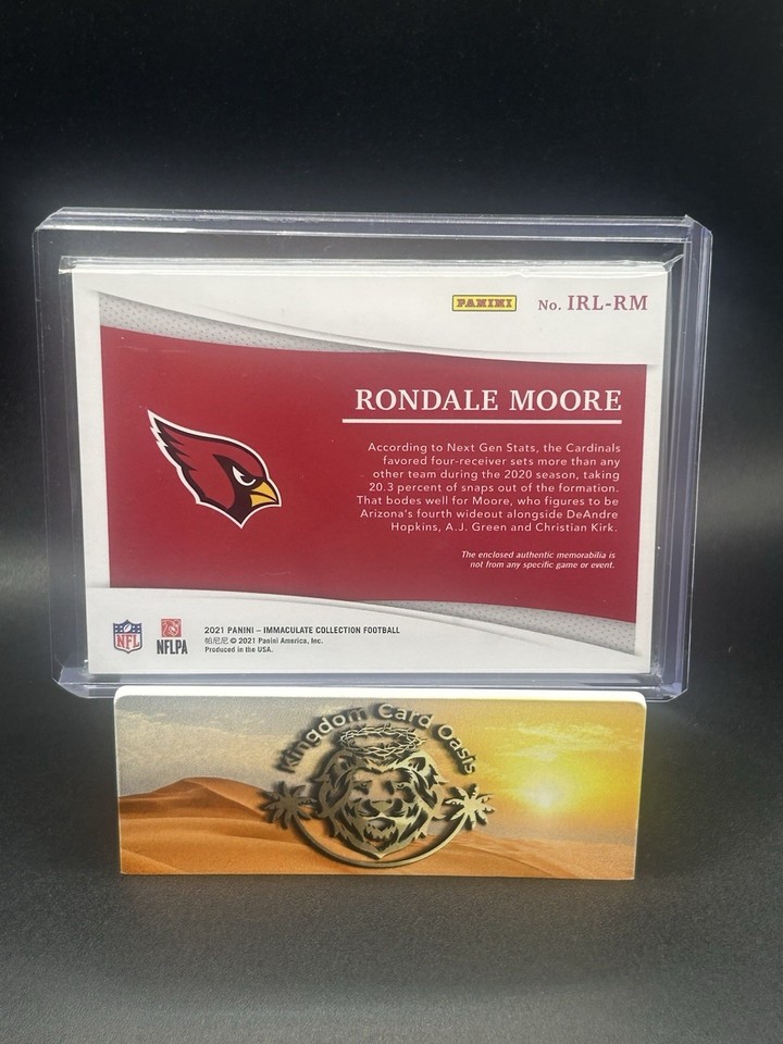 💥2021 Immaculate Rondale Moore Jumbo Cardinals Patch 1/10 Cardinals ...
