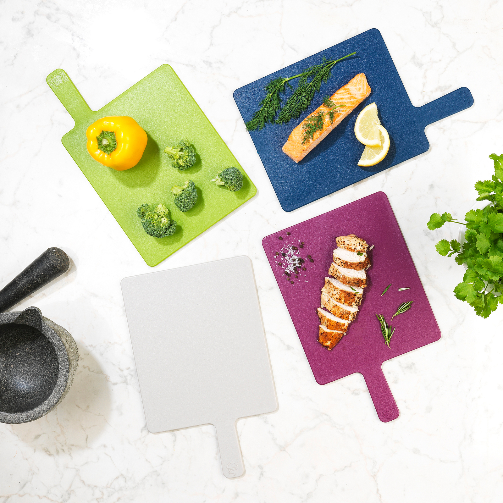 Salter Chopping Board Set & Stand Multi-Coloured Preventing Cross ...