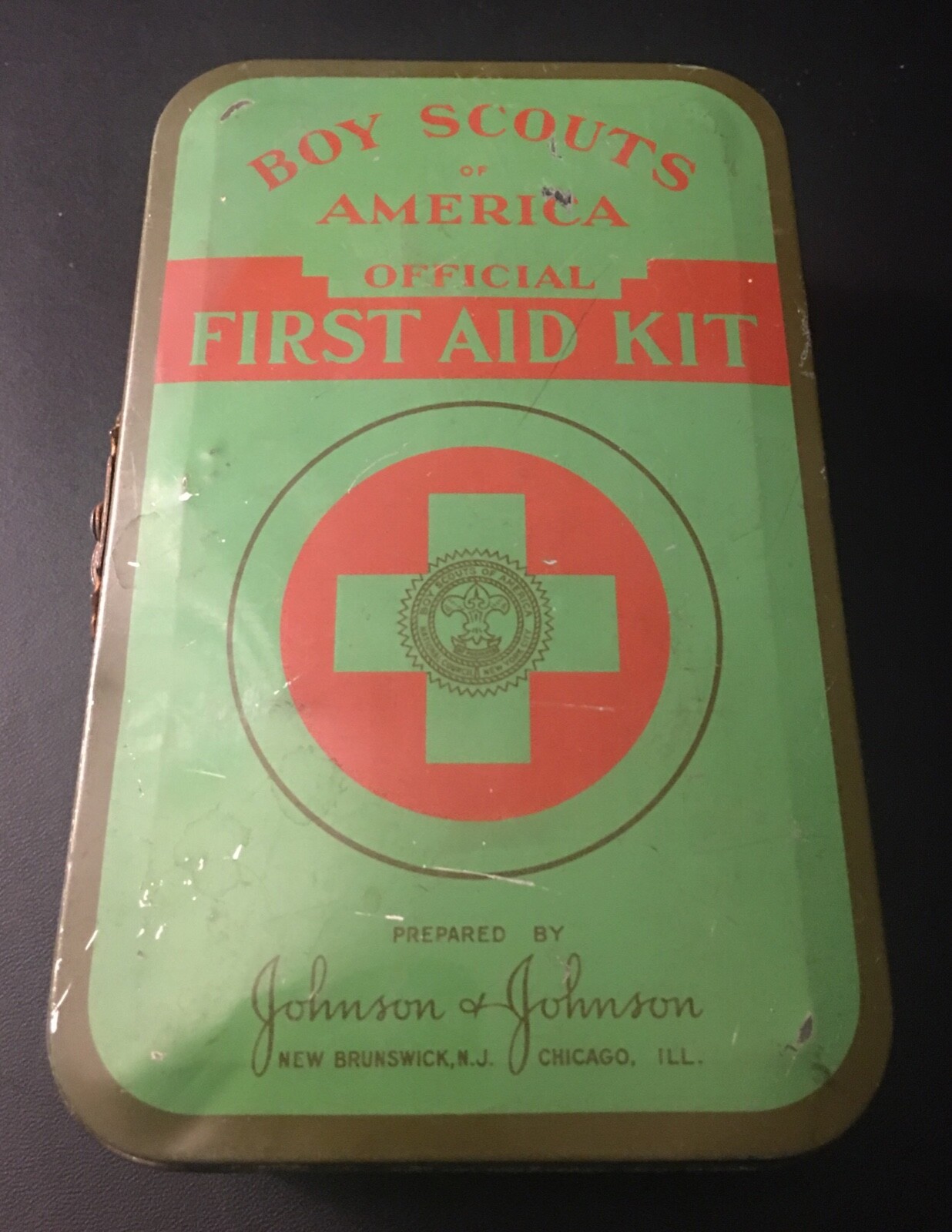 Boy Scouts of America First Aid Kit Metal Tin Box with Belt Hooks ...