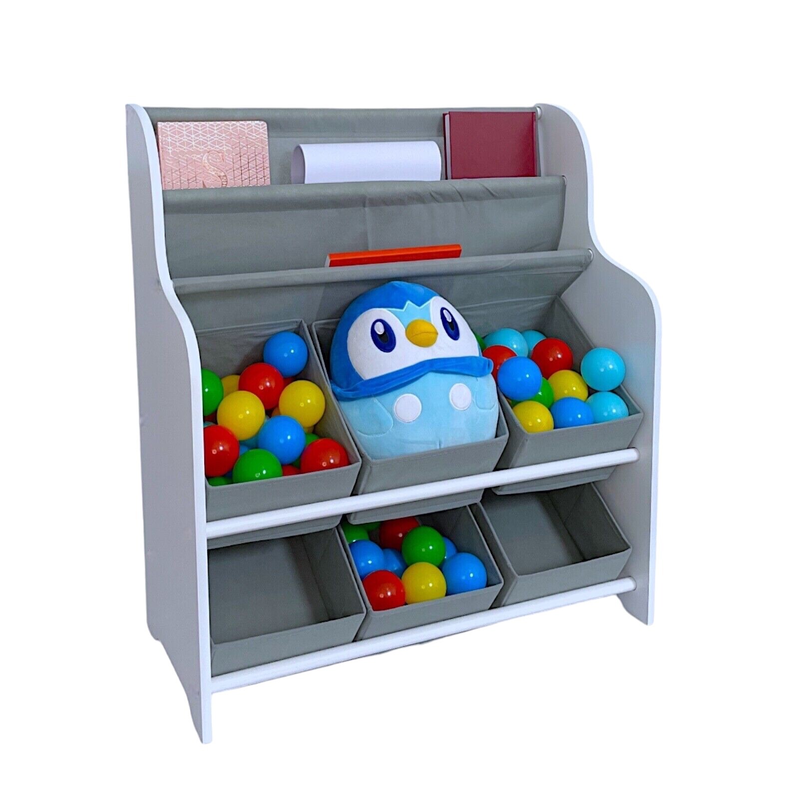 Kids Storage Tub with Bookshelves Perfect Organiser Kid Clothes Books ...
