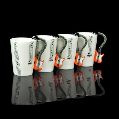 4PCS 8OZ Porcelain Musical Instrument Cup Orange Guitar Style Coffee ...