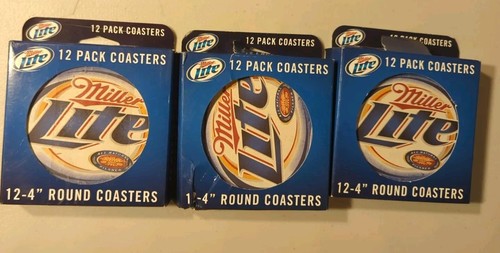 Lot Of 3 Boxes Of Miller Lite 12 Pack 4 Inch Round Coasters | eBay