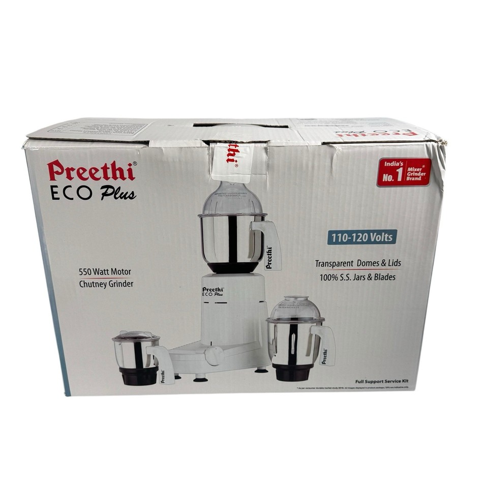 Preethi Eco Plus MG-138 110V, 550 Watt Mixer Grinder with 3 Jars for ...