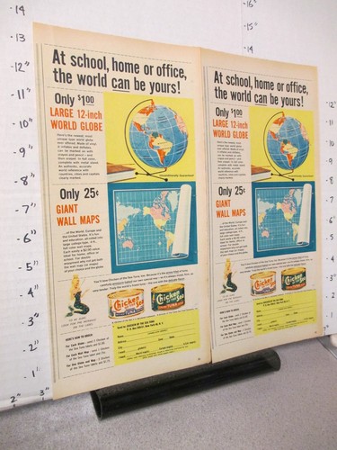 newspaper ad 1957 Chicken of the Sea canned food can tuna world globe ...