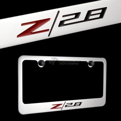 Chevrolet Z28 Chrome Plated Brass License Plate Frame with Black Caps ...