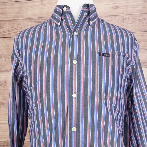CHAPS EASY CARE LONG SLEEVE STRIPED BUTTON DOWN SHIRT MENS SIZE M ...