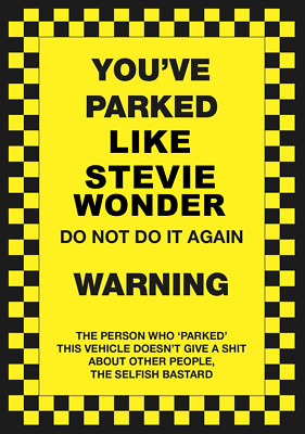 8 x “You've Parked Like Stevie Wonder" Rude Novelty Parking Ticket ...