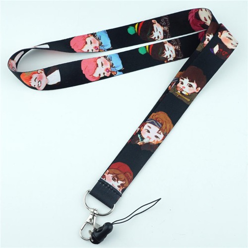 Korea Kpop Boys Lanyard Neck Strap Charms Cell Phone Rope KeyChain ...