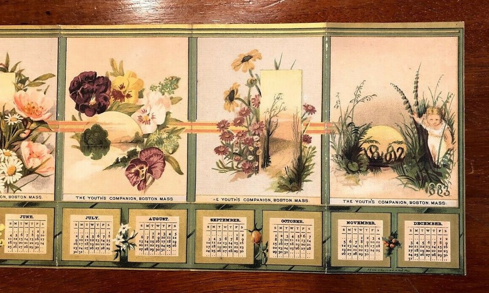 Youth's Companion 1882 folding calendar - complete | eBay