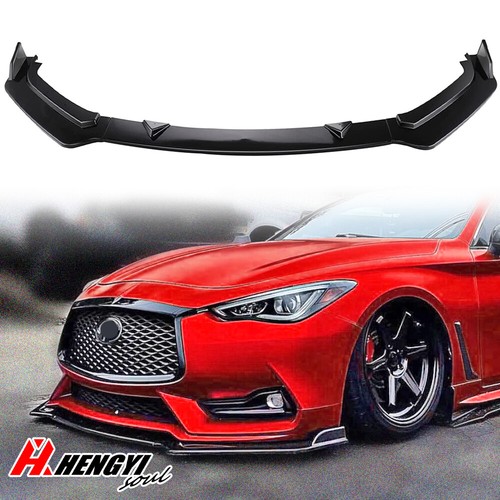 For 2017-2022 Infiniti Q60 Gloss Black 3PCS Front Bumper Spoiler Lip ...