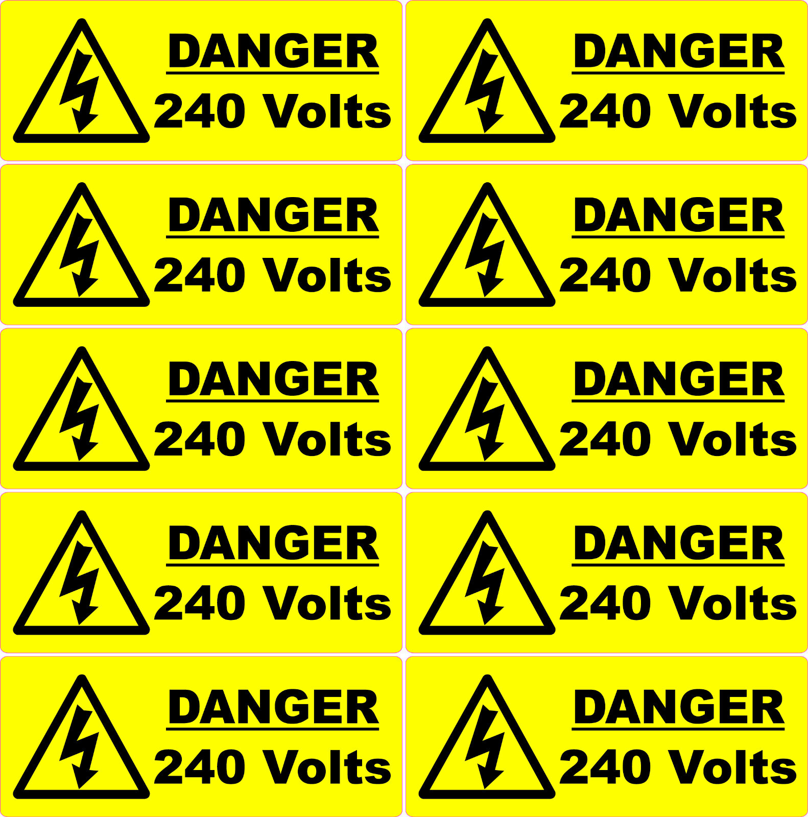 Electrical Warning Labels 230v 240v 400v 415v 440v Electric Shock, High ...