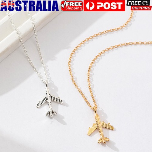 Silver Gold Aircraft Aeroplane Pendant Necklace Chain Jewelry for Men ...