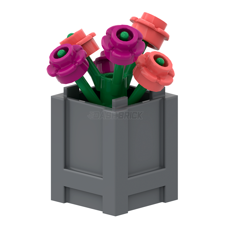 2 x Genuine LEGO® Planter Boxes, Magenta/Coral Flowers [MiniMOC] - NEW ...