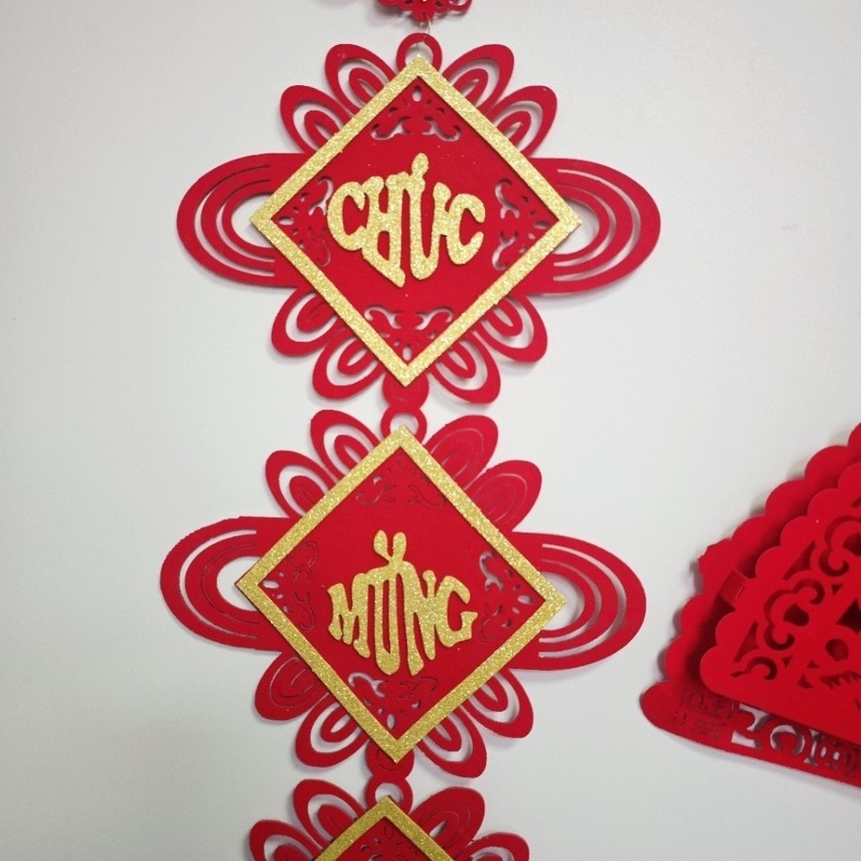 Vietnamese Tet Fan Flannel Hanging Decoration Lunar New Year Home Decor ...