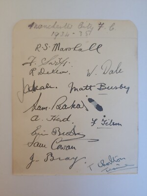 Multi Signed Autograph Page: Manchester City / Sunderland 1934-35 ...