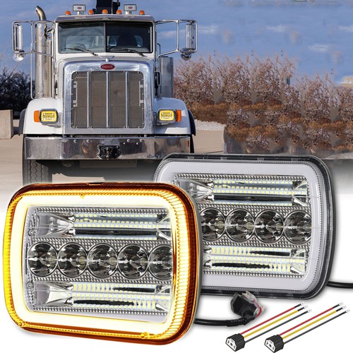 2X 7x6'' 5x7'' LED Headlights Turn Light For Peterbilt 365 367 379 386 ...