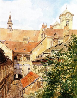 Adolf Hitler : Old Viennese Courtyard : Archival Canvas Art | eBay