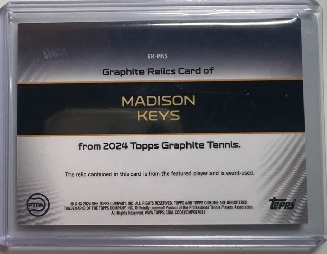 Madison Keys Topps Graphite Tennis 2024 Tour Relic Card #'d 23/75 | eBay