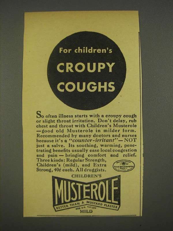 1936 Musterole Ointment Ad - Children's Croupy Coughs | eBay