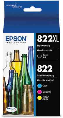 T822XL Original Epson 822XL High-Yield Black 822 Color Ink Cartridge ...