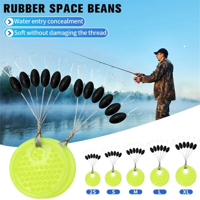 10Grop Oval/Cylinder Shape Float Stop Stoppers Rubber Fishing Bobber ...
