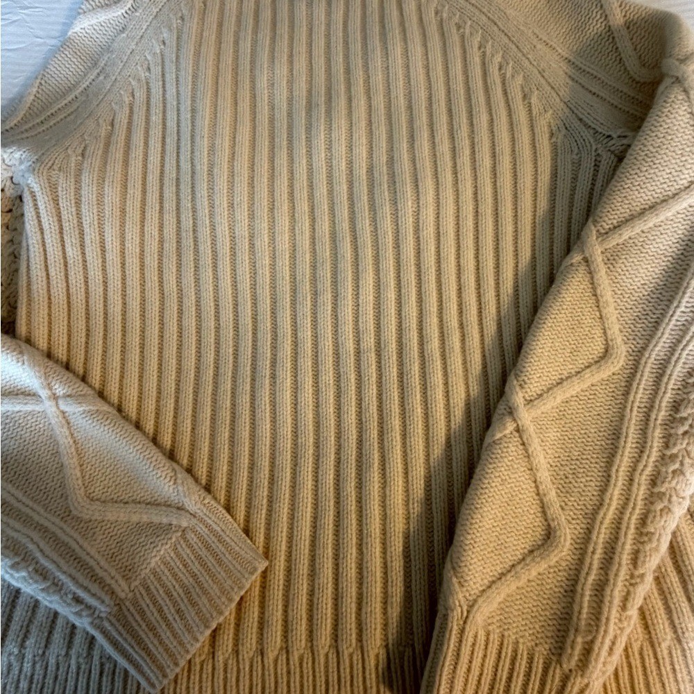 J. Crew Pom Pom Cable Knit Wool Sweater vintage-inspired chunky diamond ...