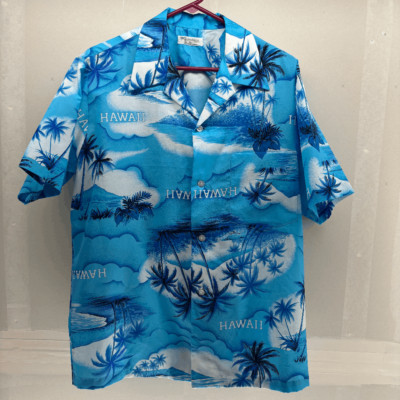 Hookano Vintage 60s Silk Hawaiian Shirt Palm Trees & Hawaii All Over ...