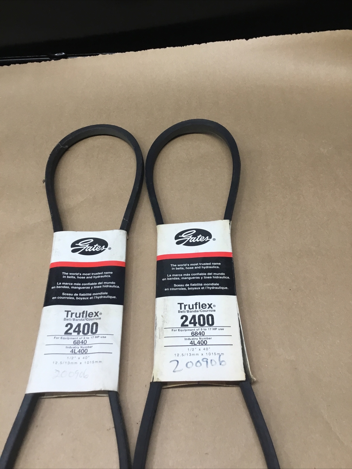 TruFlex Belt 2400 IN:4L400, 12.5/13mm x 1015mm Lot Of 2 #711K138 | eBay