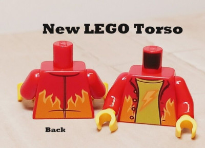 New LEGO Flame Jacket Hawaiian Shirt Lightning Bolt Torso RED Yellow ...