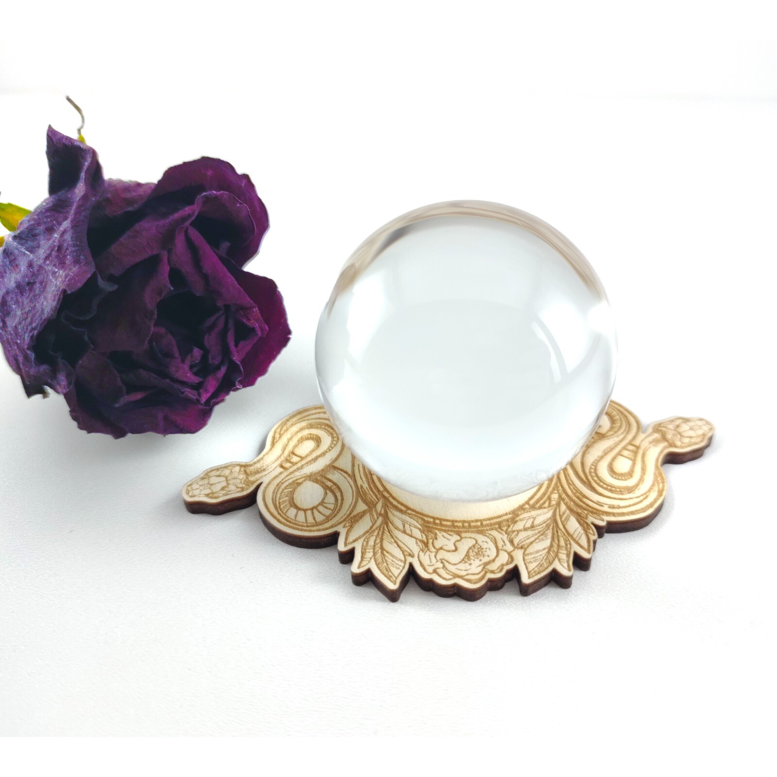 Wooden sphere stand, Sphere display stand, Snake sphere holder ...