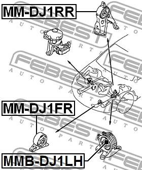 Mmb-dj1lh Febest Arm Bushing Left Engine Mount for MITSUBISHI Mr234838 ...