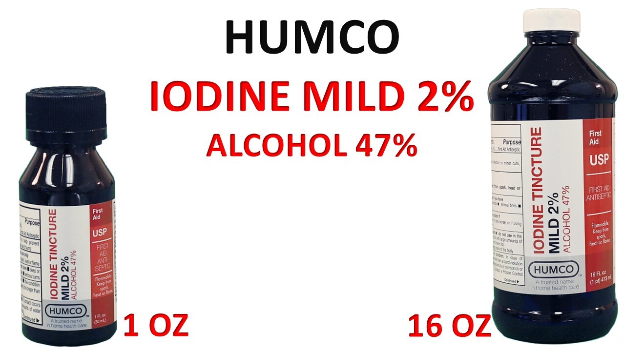 HUMCO 2% MILD IODINE TINCTURE 1 OZ OR 16 OZ FIRST AID ANTISEPTIC (YOU ...