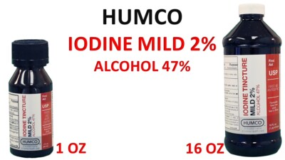 HUMCO 2% MILD IODINE TINCTURE 1 OZ OR 16 OZ FIRST AID ANTISEPTIC (YOU ...