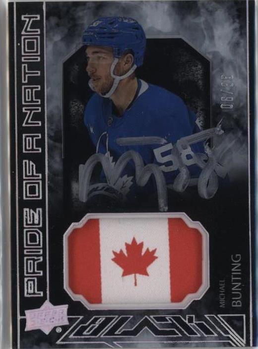2023-24 SPx - Ud Black Pride of a Nation Auto Patch Michael Bunting # ...