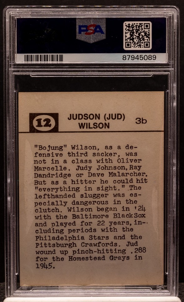 87945089 Jud Wilson 1974 Laughlin Old-Time 12 Black Stars PSA 7 | eBay