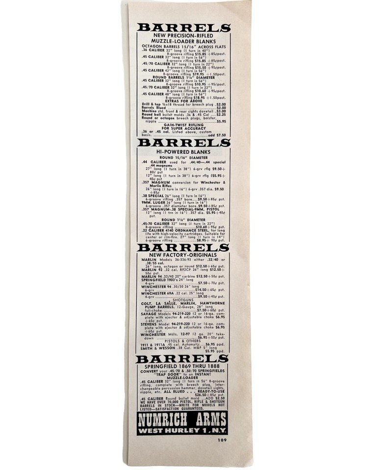 Numrich Arms NY Gun Barrel 1964 Advertisement Hunting Accessories ...