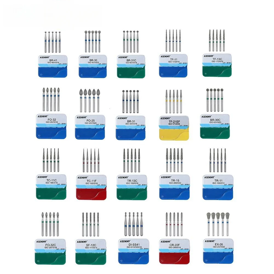 100PCS Dental Diamond Burs Set for High Speed Handpiece Medium FG 1.6Mm ...