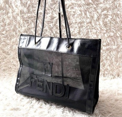 FENDI Black transparent logo embroidery tote bag fashion DDP USA ...