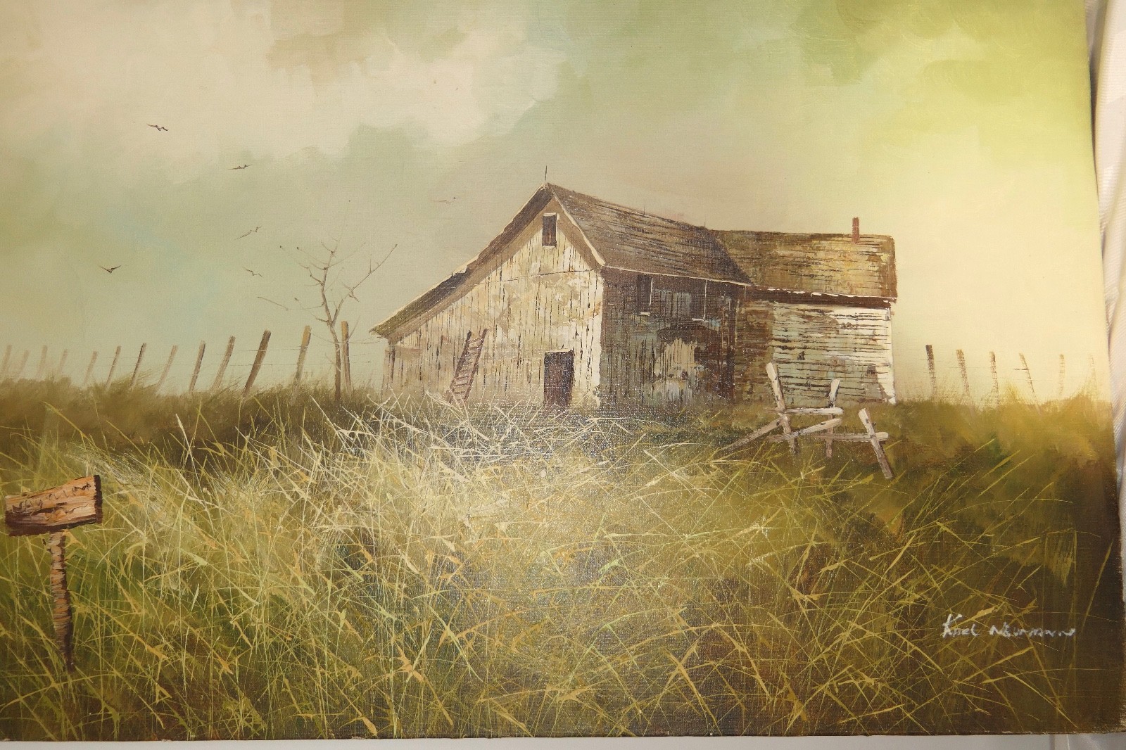 OIL PAINTING SIGNED KARL NEUMANN RUSTIC FARMS | eBay