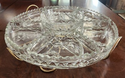 Early American Prescut Glass Star of David Lazy Susan Anchor Hocking ...