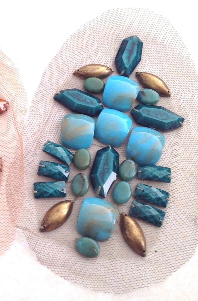 appliques beaded 1.5X3.5" netting hand sewn 1pc | eBay