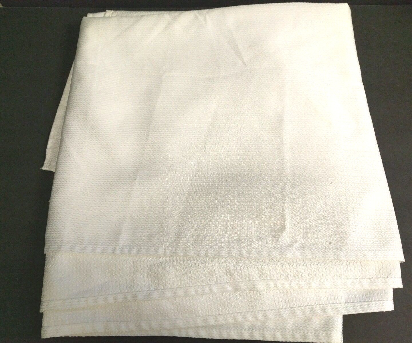 White Linen Polyester Square Tablecloth 104" x 60" Detailed Wedding ...