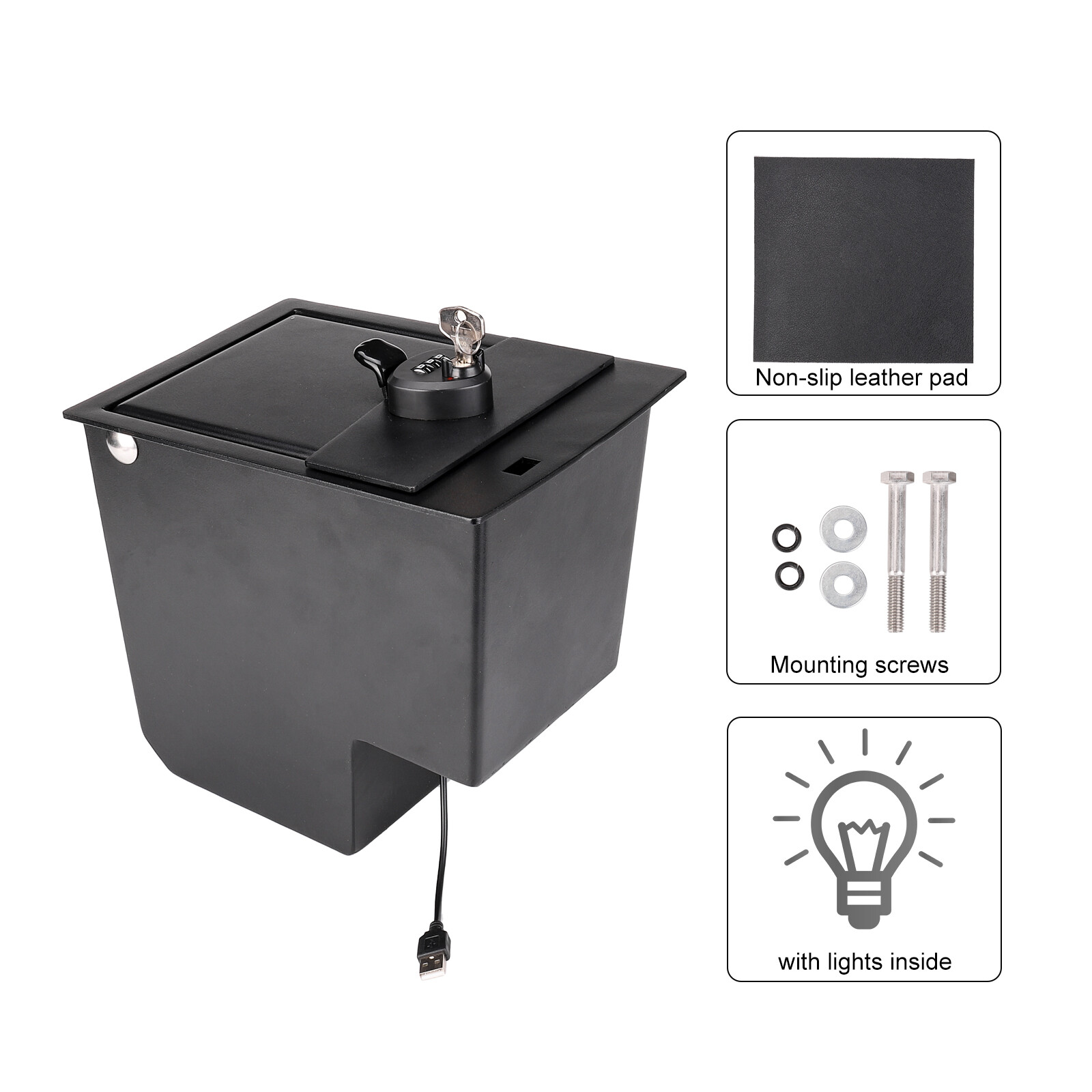 Center Console Safe Lock Vault GUN Storage w/ LED For 2010-2021 Toyota ...