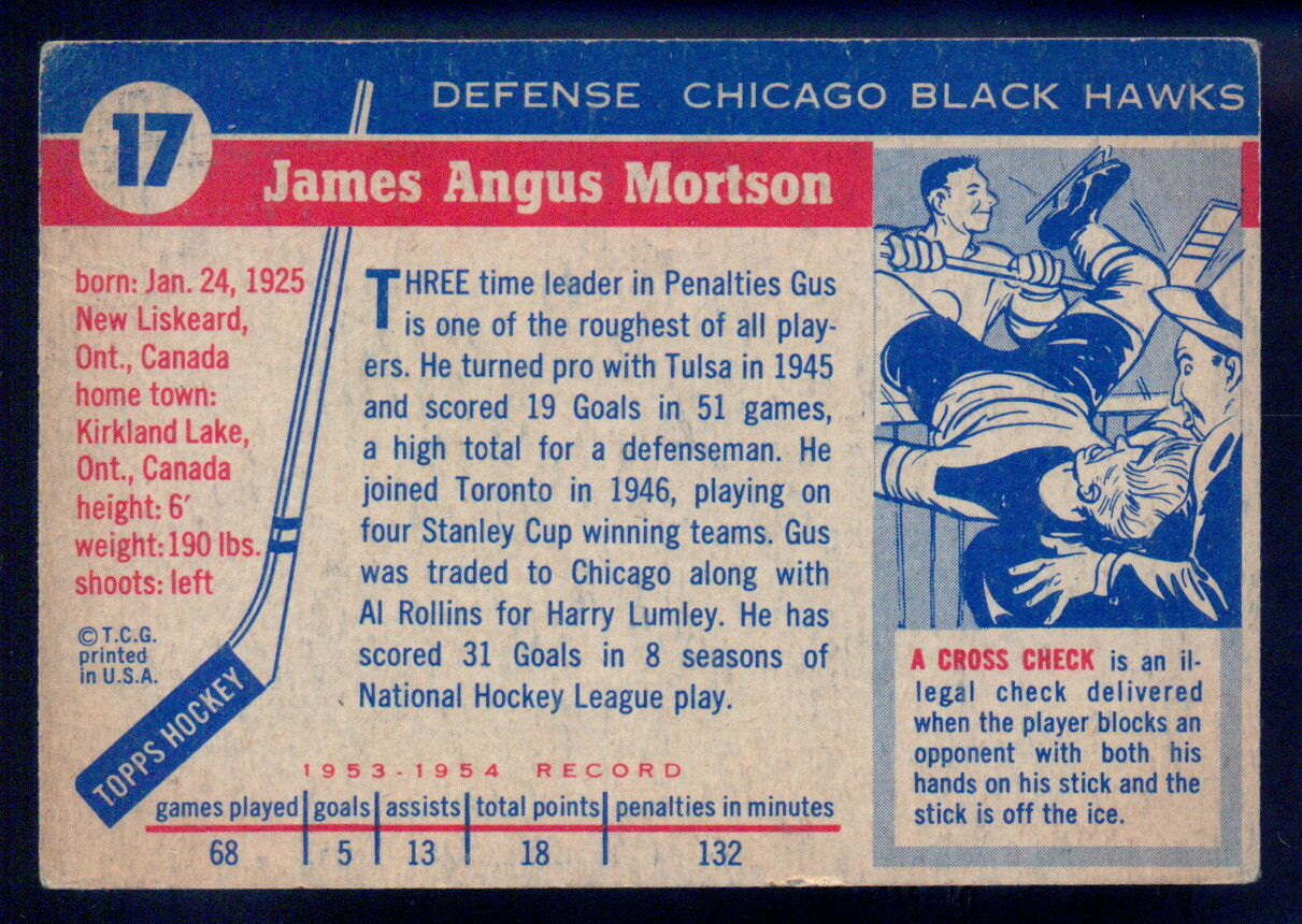 1954-55 Topps - #17 Gus Mortson for sale online | eBay
